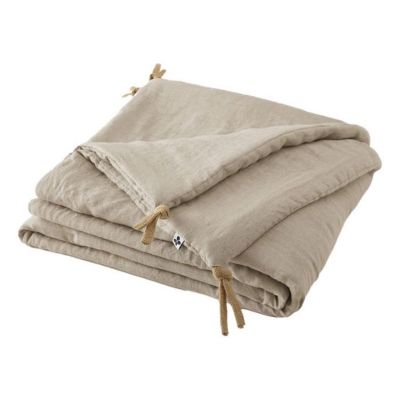 Edredon bout de lit Soline L'effet Papillon 90x200 lin lavé Sable