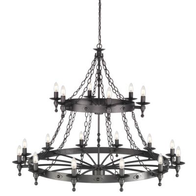 Elstead Warwick - Lustre suspendu à 2 niveaux à 18 ampoules - Noir graphite