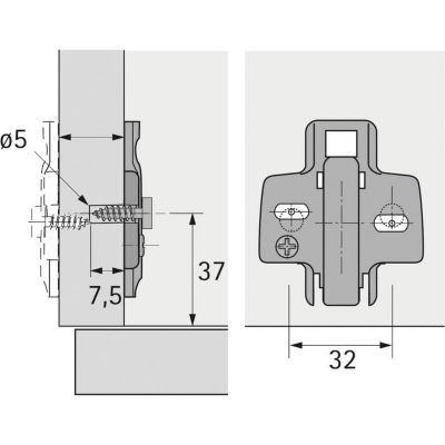 Embase cruciforme excentrique Hettich avec goupille de positionnement ...