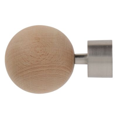 Embout boule pour barre à rideau bois de hêtre, chromé mat Ø28mm Mobois ...