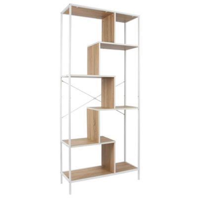 ENDIS - Etagère 6 Niveaux Aspect Bois et Métal Blanc | Castorama