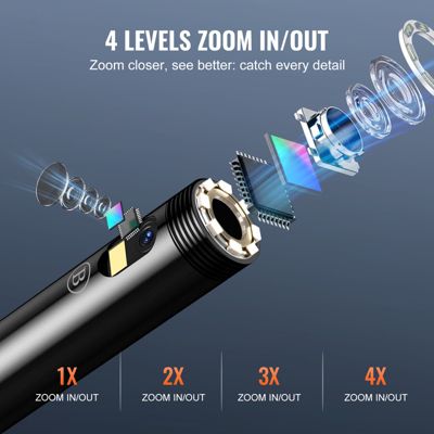Endoscope double objectif: 8+1 LED, ecran IPS 4.3, cable 15m semi ...