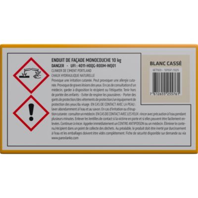 Enduit de façade monocouche blanc cassé 10 kg Parexlanko