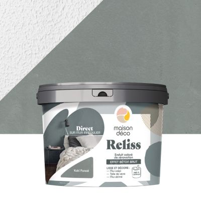 Enduit de rénovation coloré effet béton brut Maison Déco Reliss vert ...