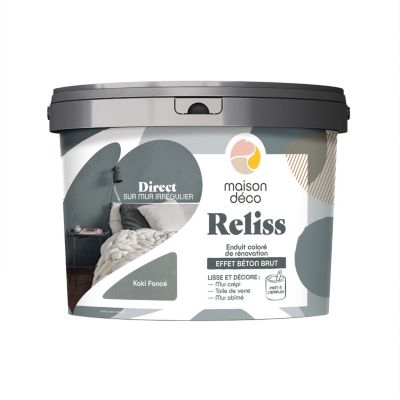 Enduit de rénovation coloré effet béton brut Maison Déco Reliss vert ...