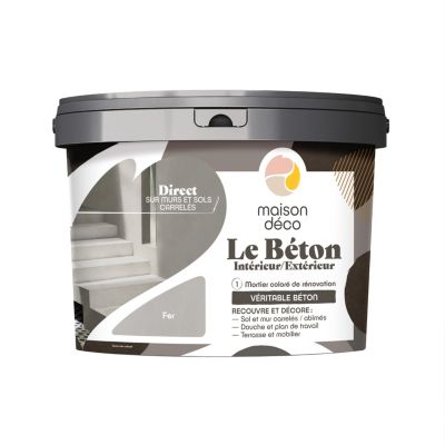 Enduit décoratif Le béton intérieur, extérieur Maison déco gris fer 5kg
