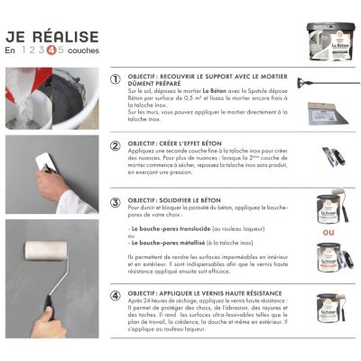 Enduit décoratif Le béton intérieur, extérieur Maison déco gris fer 5kg
