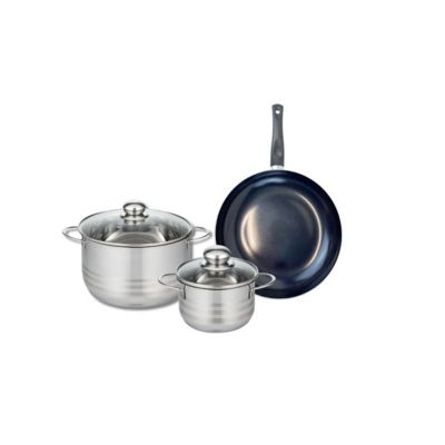 Ensemble de 1 Poêle de cuisson 24 cm et 2 faitouts 14 et 20 cm Elo Prima Brillant | Castorama