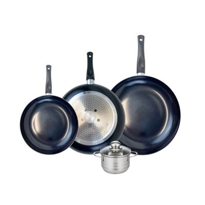 Ensemble de 3 Poêles de cuisson 24, 28 et 32 cm et 1 faitout 12 cm Elo Prima Brillant | Castorama