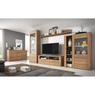 Ensemble de 5 meubles de salon collection SANTIAGO. Coloris chene.