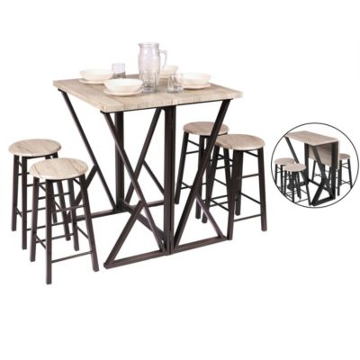 Ensemble de bar pliable avec 4 tabourets collection DARYL Dimensions ...
