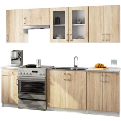 Ensemble de cuisine vitré AKORD LIMA 2.4m H720 Blanc 240 cm 11 portes 1 ...