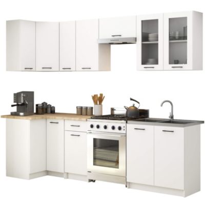 Ensemble de cuisine vitré AKORD OLIWIA 3.0m H720 Blanc 300 cm 11 portes ...