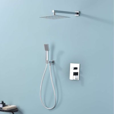Ensemble de douche encastré mécanique 2 voies SKY BATH chromé Inox S304 ...