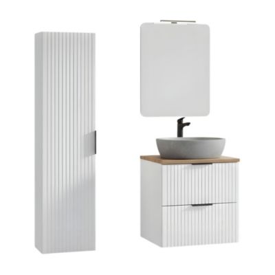 Ensemble de salle de bain NOXERA 60 cm Blanc mat et chene wotan avec ...