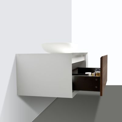 Ensemble Fiona 900 blanc mat, façade noyer foncé, Sans miroir ni cache ...