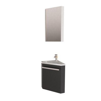 Ensemble lave-mains angle suspendu SKINO avec robinet et armoire d'angle