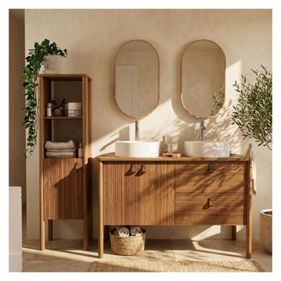 Ensemble meuble double vasque JOY 120cm + vasque + robinet + miroir ...