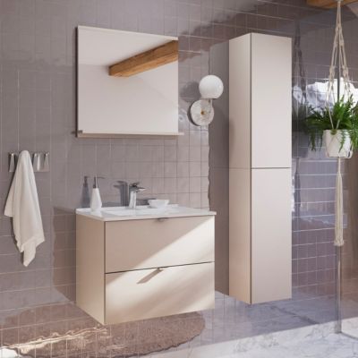 Ensemble meuble simple vasque encastree 60cm et colonne Azel Cachemire ...