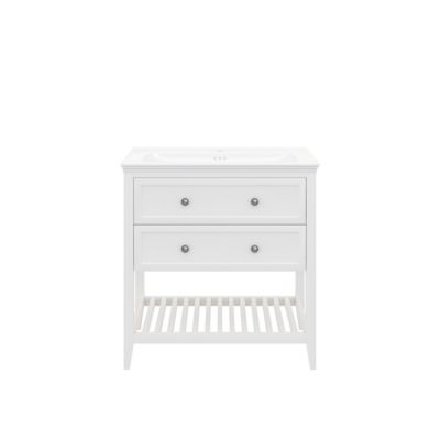 Ensemble meuble sous vasque blanc mat GoodHome Perma + plan simple ...