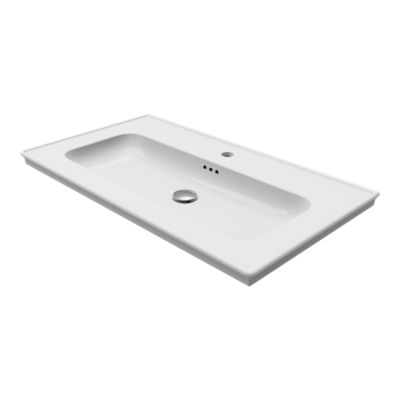 Ensemble meuble sous vasque bleu mat GoodHome Perma + plan simple ...