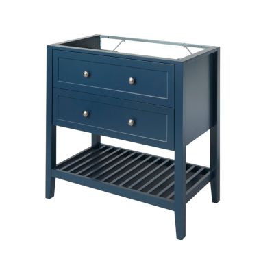 Ensemble meuble sous vasque bleu mat GoodHome Perma + plan simple ...