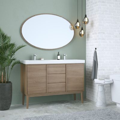 Ensemble meuble sous vasque placage bois Kabayan + plan double vasque ...