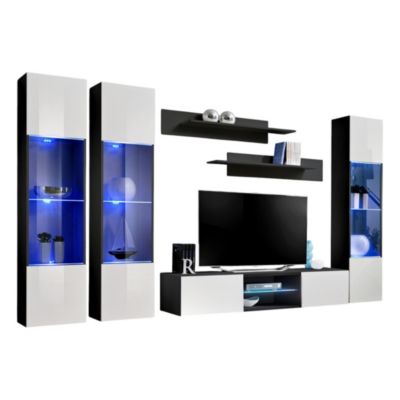 Ensemble Meuble TV FLY P3 avec LED. Coloris noir et blanc. Meubles ...