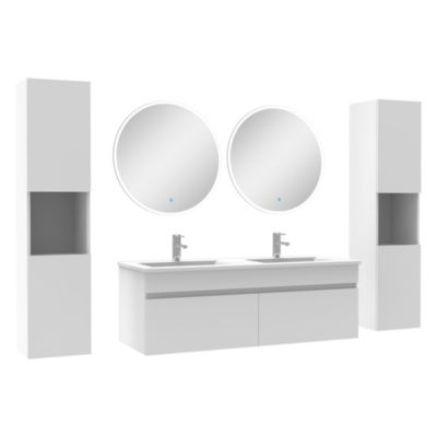 Ensemble meubles Salle de Bain double vasque 120cm, colonne x2 et ...