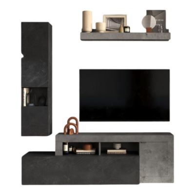 Ensemble meubles salon FREDO Design moderne Gris effet béton et plomb 2 ...