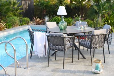 Ensemble repas de jardin 6 places en aluminium - Gris anthracite - PILAT