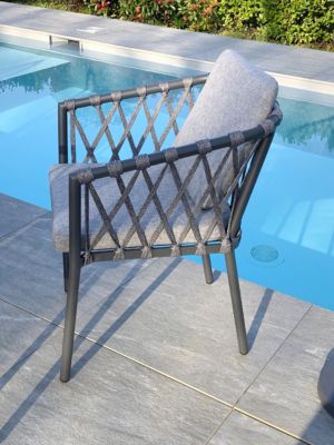 Ensemble repas de jardin 6 places en aluminium - Gris anthracite - PILAT