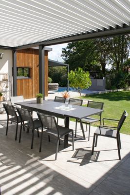 Ensemble repas de jardin 8 places en aluminium - Gris anthracite ...