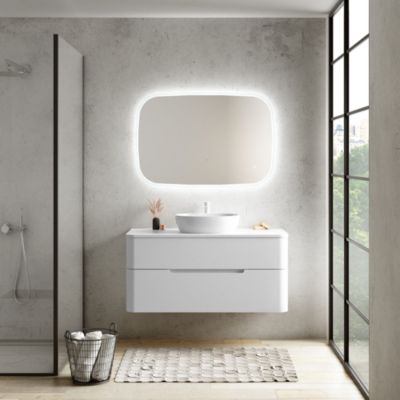 Ensemble salle de bains L. 119 cm meuble sous vasque + plan de toilette ...