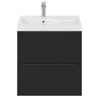 Ensemble salle de bains l.60 cm meuble à suspendre Imandra noir mat ...