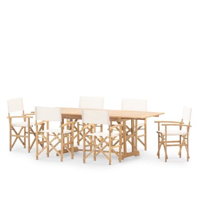 Ensemble salle à manger de jardin table extensible 150-210x90 + 6 chaises directeur brut - Java ...
