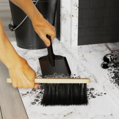 Ensemble seau 13L pelle et balayette en acier galvanisé noir GoodHome Guzet