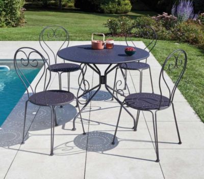 Ensemble table de jardin en acier inoxydable et 4 assises - casablanca ...