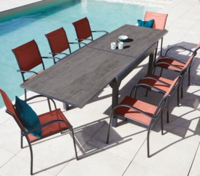 Ensemble table de jardin en aluminium et 8 assises - honfleur xl spc ...