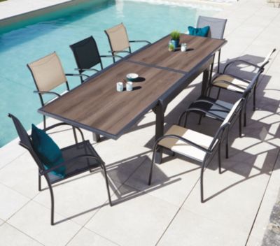 Ensemble table de jardin en aluminium et 8 assises - honfleur xl spc ...