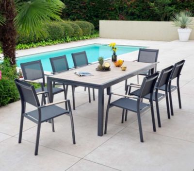 Ensemble table de jardin en aluminium et 8 assises - oleron - ozalide