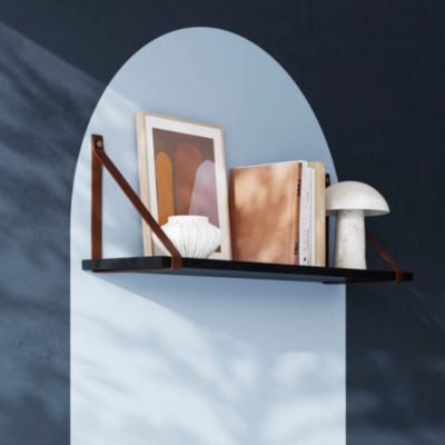 Équerre murale effet cuir marron GoodHome Leonin H. 25 x P. 17 cm ...