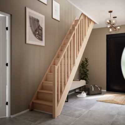 Escalier droit avec contremarche Fortia hêtre coloris naturel 13 ...