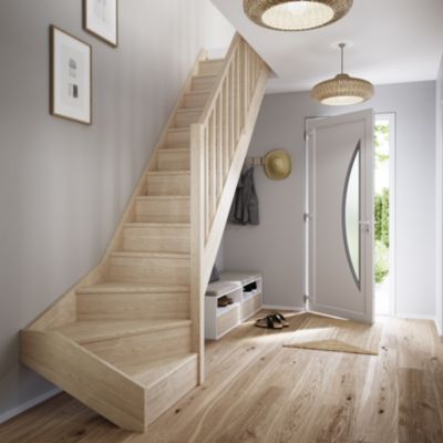 Escalier quart tournant droit avec contremarche Fortia épicéa coloris ...