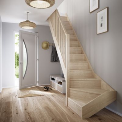 Escalier Quart Tournant Gauche Avec Contremarche Fortia épicéa Naturel