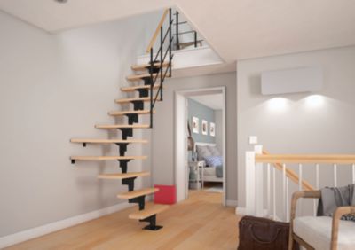 Escalier quart tournant modulaire Bogota hêtre 11 marches | Castorama