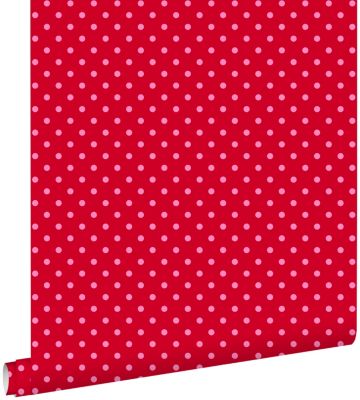 ESTAhome papier peint à motif de petits points rouge et rose - 53 cm x ...