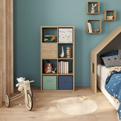 Étagère modulable 8 cubes avec 2 tiroirs GoodHome Mixxit effet chêne ...