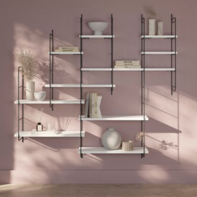 Étagère murale modulable 10 tablettes et 6 échelles blanc GoodHome ...