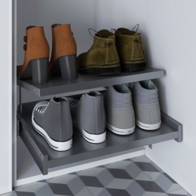 Étagère range chaussures coulissante en acier gris GoodHome Atomia L ...